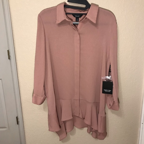 Simply Vera Vera Wang | Tops | Rose Pink Womens Button Up Blouse | Poshmark